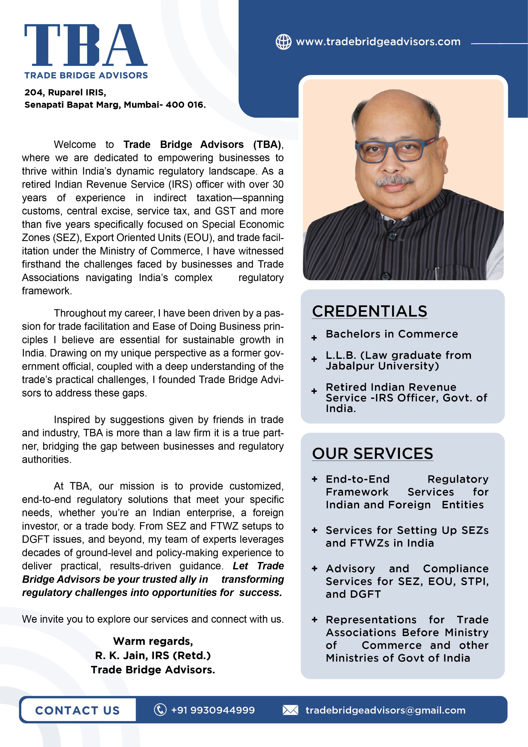 India Regulatory Consulting & SEZ Experts | Trade Bridge Advisors.
